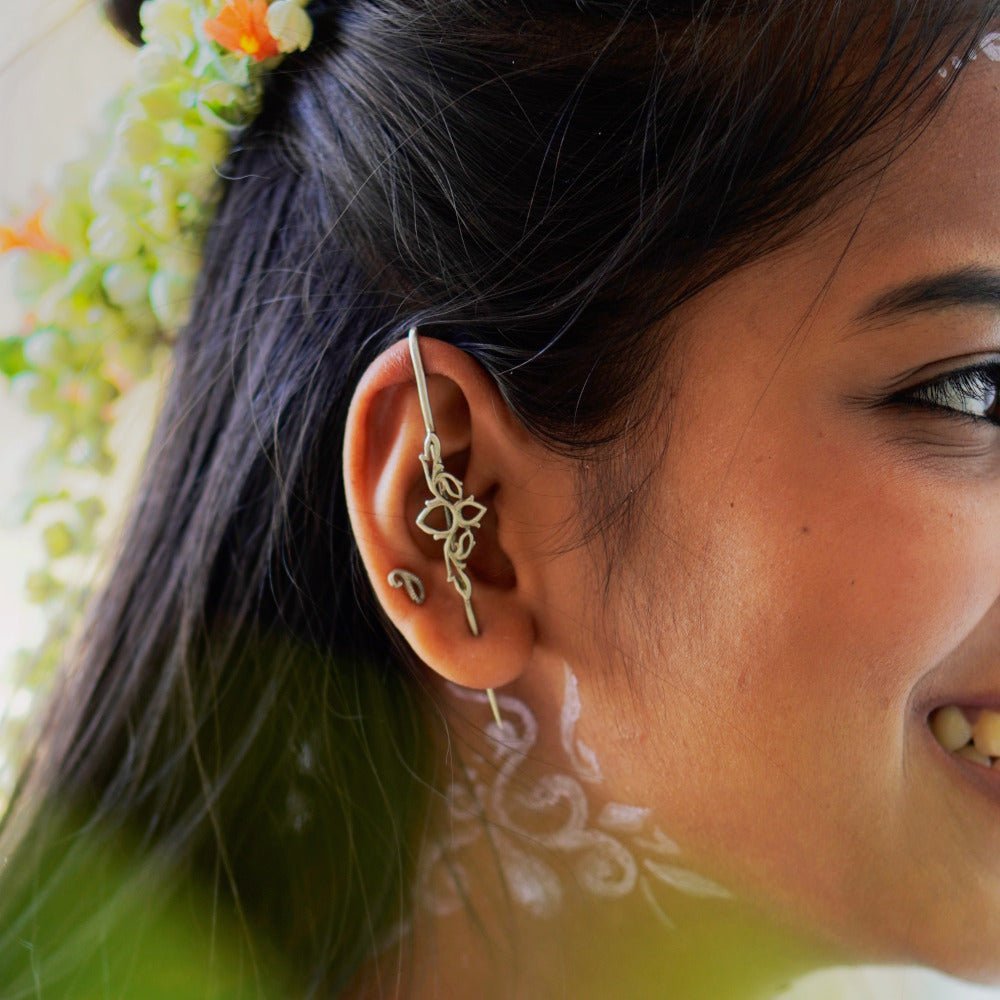92.5 Silver Aparajita Teeli Earcuff -Ethnic & Festive Ear Accessory ...