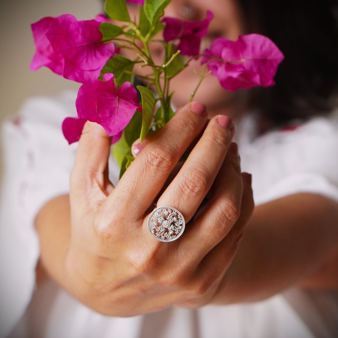 Buy Sterling Silver collection of Rings-Gulistaan Jaali Ring Quirksmith