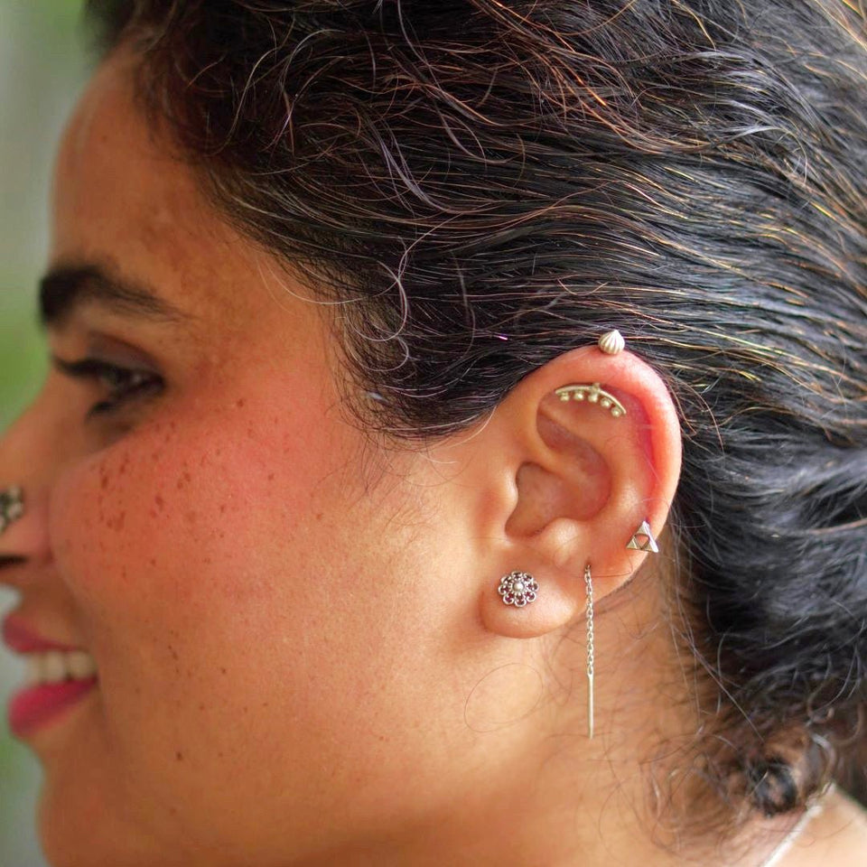 92.5 Silver Maharashtrian Bugadi – Helix Earring / Stud – Quirksmith