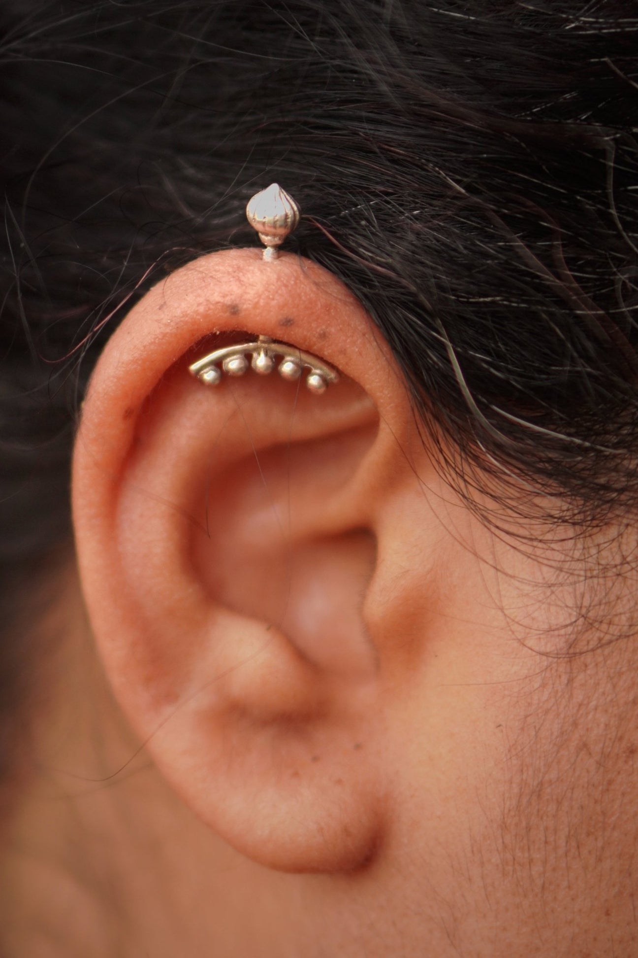 92.5 Silver Maharashtrian Bugadi – Helix Earring / Stud – Quirksmith
