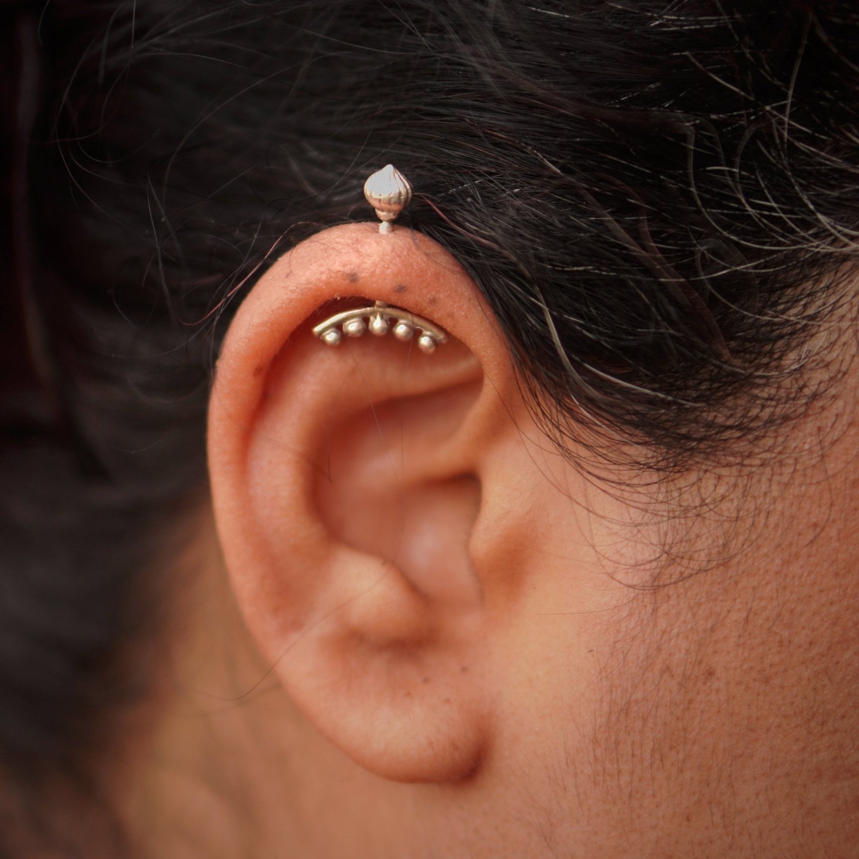 92.5 Silver Maharashtrian Bugadi – Helix Earring / Stud – Quirksmith