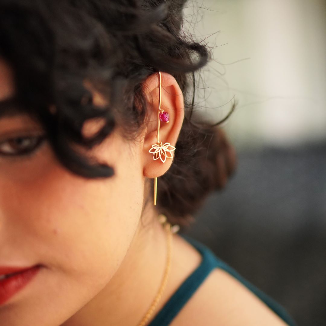 Kamal Bead Teeli – Elegant Floral Bead Earcuff for Women & Teens ...