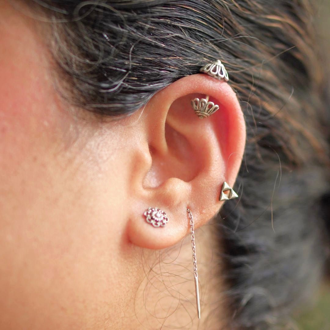 92.5 Silver Maharashtrian Bugadi – Helix Earring / Stud – Quirksmith