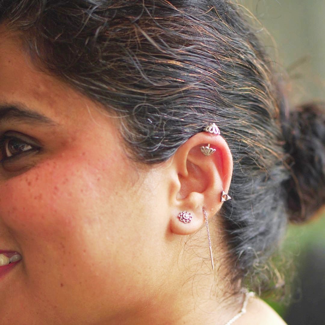 92.5 Silver Maharashtrian Bugadi – Helix Earring / Stud – Quirksmith