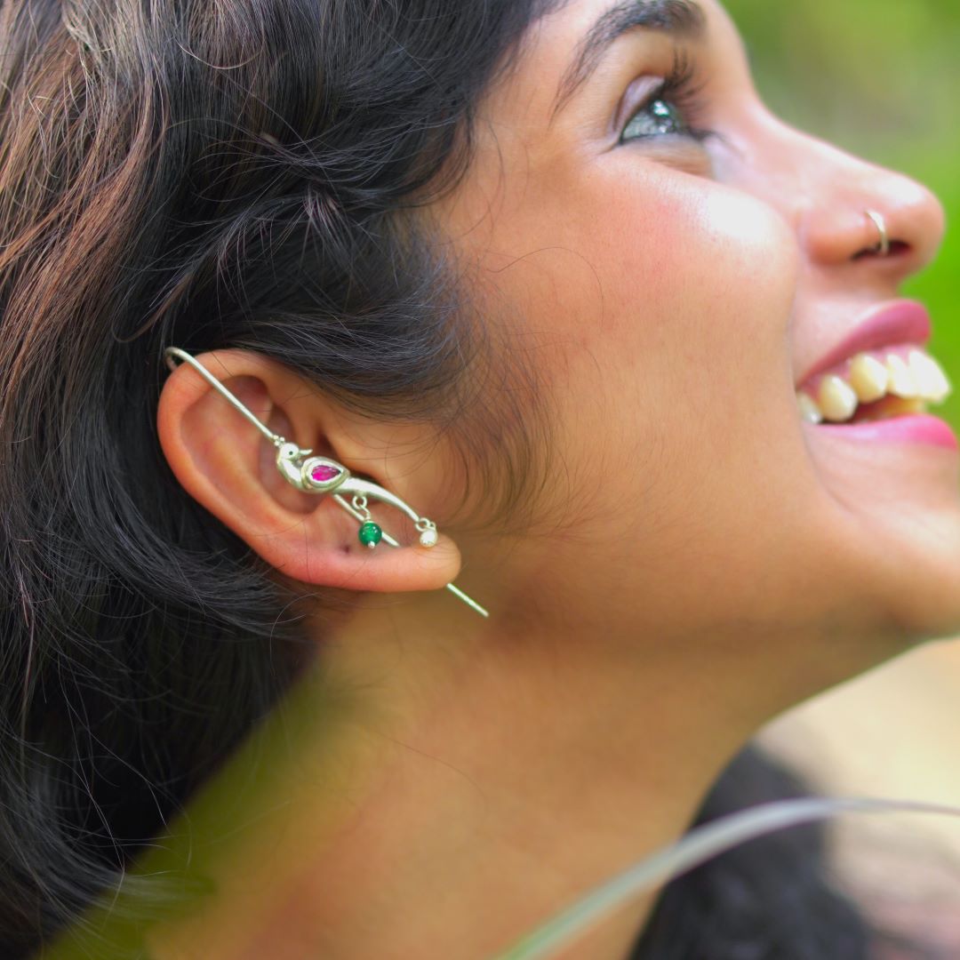 Mayur Teeli Earcuff – Peacock Ear Cuff for Ethnic & Festive Wear ...